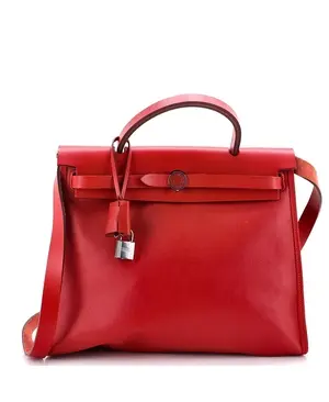 Hermès 31 Herbag Zip Berline Vache Canvas And Leather - Red