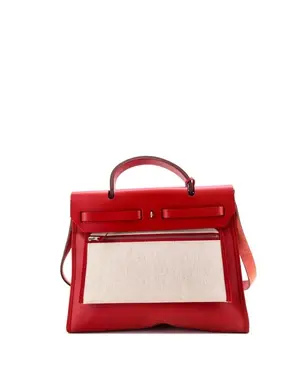 Hermès 31 Herbag Zip Berline Vache Canvas And Leather - Red