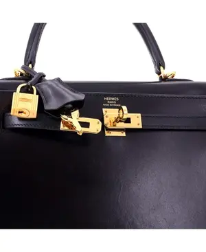 Hermès Kelly 25 Handbag Black Tadelakt With Gold Hardware - Noir