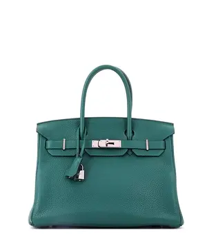 Hermès Birkin 30 Handbag Green Clemence With Palladium Hardware Malachite