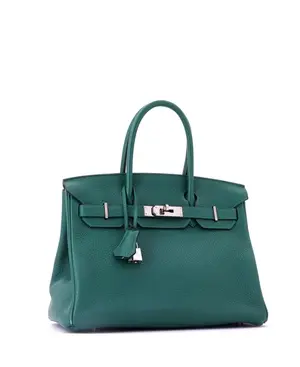 Hermès Birkin 30 Handbag Green Clemence With Palladium Hardware