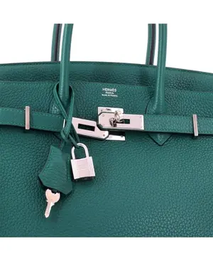 Hermès Birkin 30 Handbag Green Clemence With Palladium Hardware