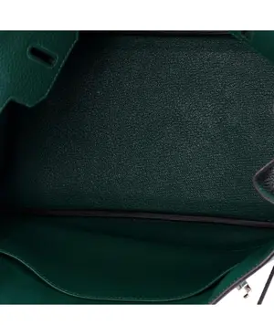 Hermès Birkin 30 Handbag Green Clemence With Palladium Hardware