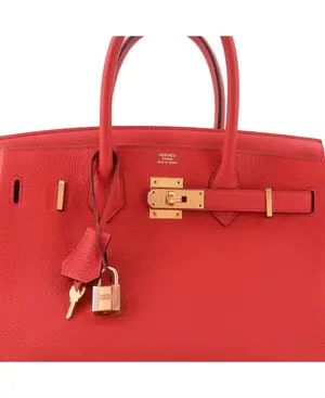 Hermès Birkin 30 Handbag Red Togo With Gold Hardware - Geranium