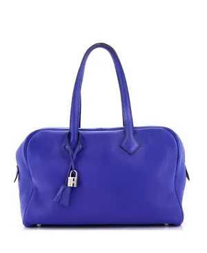 Hermès 35 Victoria Ii Bag Clemence - Blue