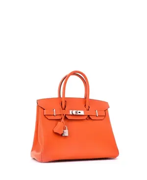 Hermès Birkin 30 Handbag Orange Epsom With Palladium Hardware