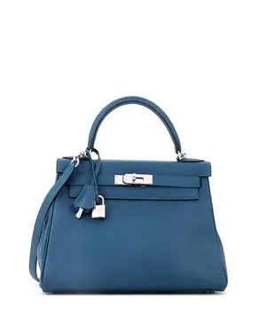 Hermès Kelly 28 Handbag Blue Epsom With Palladium Hardware - Colvert
