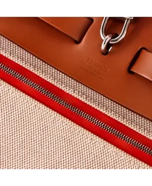 Hermès 31 Herbag Zip Berline Vache Canvas And Leather - Orange