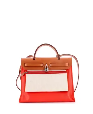 Hermès 31 Herbag Zip Berline Vache Canvas And Leather - Orange