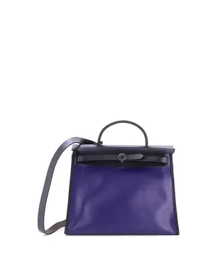 Hermès 31 Herbag Zip Berline Vache Canvas And Leather Blue
