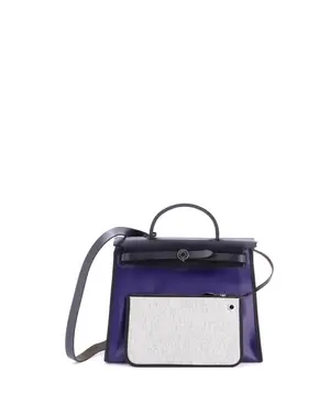 Hermès 31 Herbag Zip Berline Vache Canvas And Leather - Blue