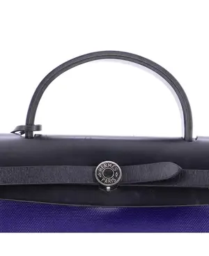 Hermès 31 Herbag Zip Berline Vache Canvas And Leather - Blue