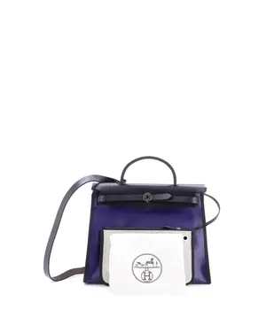 Hermès 31 Herbag Zip Berline Vache Canvas And Leather - Blue