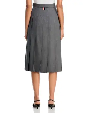 Thom Browne Pleated Midi Skirt With Dropped Back Detail