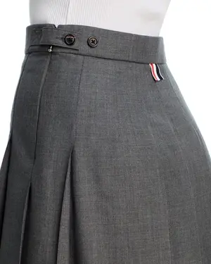 Thom Browne Pleated Midi Skirt With Dropped Back Detail