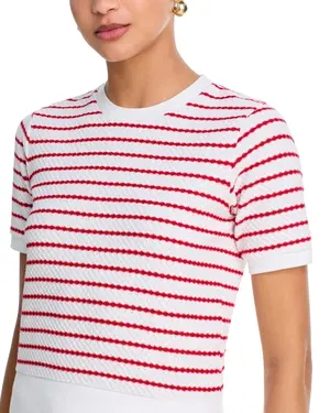 Thom Browne Striped Textured Honeycomb Short Sleeve T-shirt