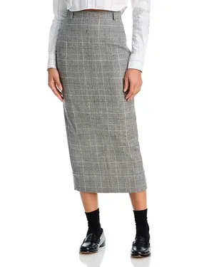 Thom Browne Windowpane Tweed Pencil Skirt - Medium Grey