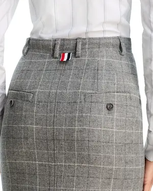 Thom Browne Windowpane Tweed Pencil Skirt - Medium Grey