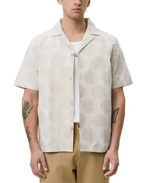 LES DEUX Dahlia Jacquard Short Sleeve Shirt - Light Sand
