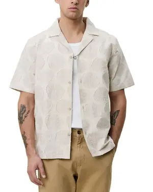 LES DEUX Dahlia Jacquard Short Sleeve Shirt
