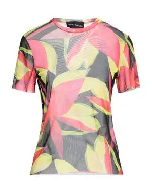 LOUISA BALLOU Floral-print Mesh T-shirt - Fuchsia