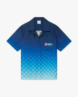 Casablanca Orchid Monogram Short Sleeve Silk Shirt