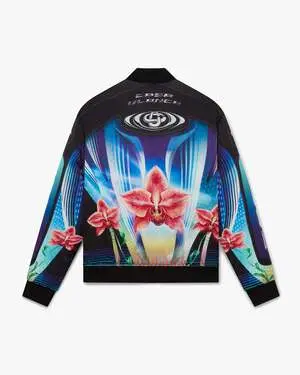 Casablanca Orchid Racer Printed Silk Bomber Jacket