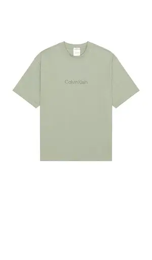 Calvin Klein Relaxed Standard Logo Crew Neck Tee In Green