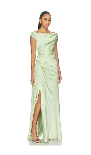 Simkhai Elinne Short Sleeve Gown In Green