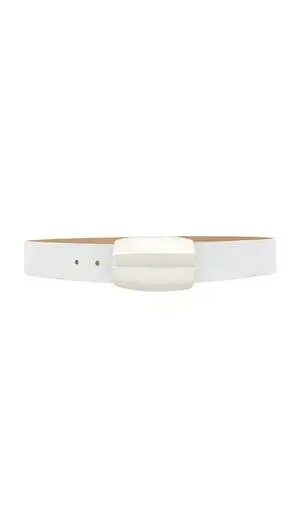 L'Agence Milou Domed Belt In White Croc Embossed In White