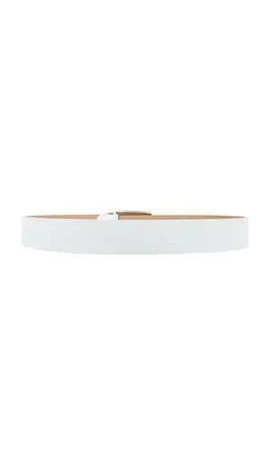 L'Agence Milou Domed Belt In White Croc Embossed In White