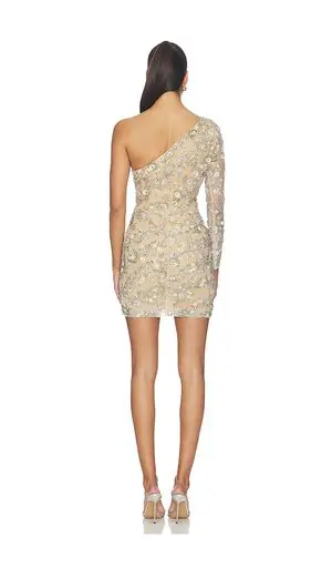 LA FUORI Embellished One-shoulder Mini Dress
