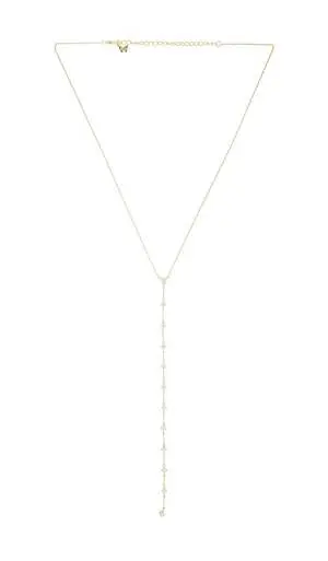 ADINA EDEN Teardrop Cz Lariat Necklace - Gold