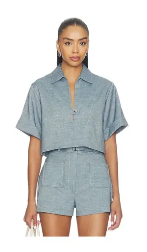 Matthew Bruch Popover Shirt In Blue - Denim