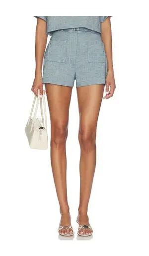 Matthew Bruch Belted Pocket Short In Blue