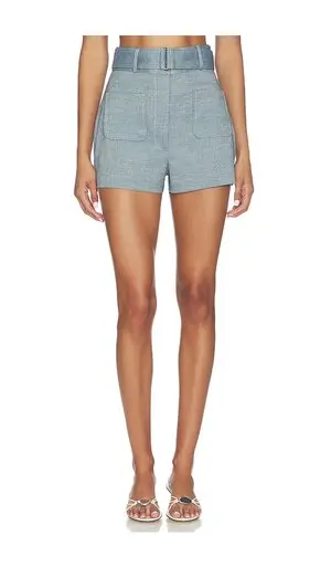 Matthew Bruch Belted Pocket Short In Blue