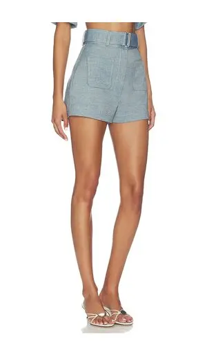 Matthew Bruch Belted Pocket Short In Blue