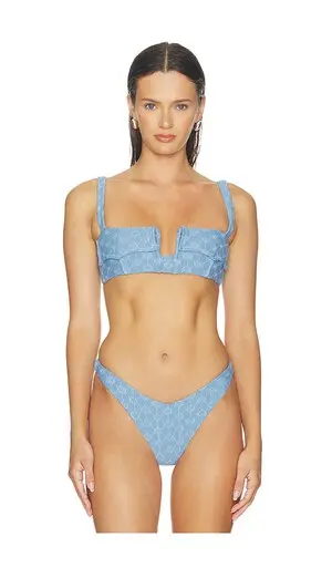 Devon Windsor Chriselle Bikini Top In Baby Blue - Capri