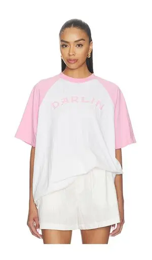 DARLIN Old Skool Raglan Tee In Pink