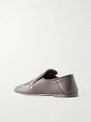 WALES BONNER Dakar Studded Leather Loafers - Brown