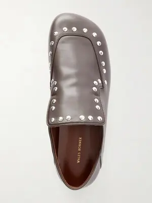 WALES BONNER Dakar Studded Leather Loafers - Brown