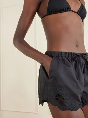 SIR. Klara Broderie Anglaise Cotton Shorts - Black