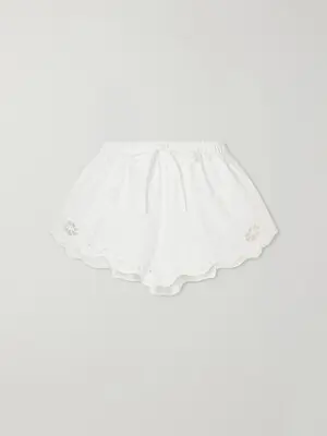 SIR. Klara Broderie Anglaise Cotton Shorts - Neutrals