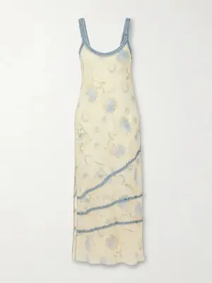 SIR. Cecile Ruffled Floral Chiffon Maxi Dress - Neutrals