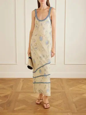 SIR. Cecile Ruffled Floral Chiffon Maxi Dress - Neutrals
