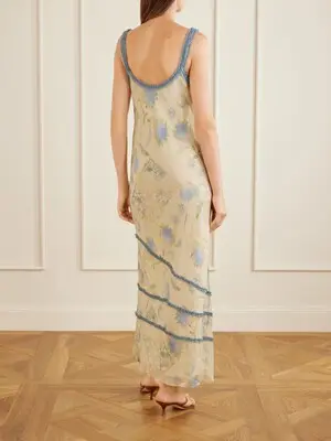 SIR. Cecile Ruffled Floral Chiffon Maxi Dress - Neutrals