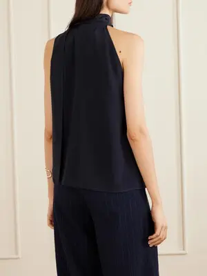 Max Mara Draped Pleated Silk Blouse