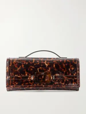 ROGER VIVIER Belle Vivier Coated-woven Clutch - Tortoiseshell