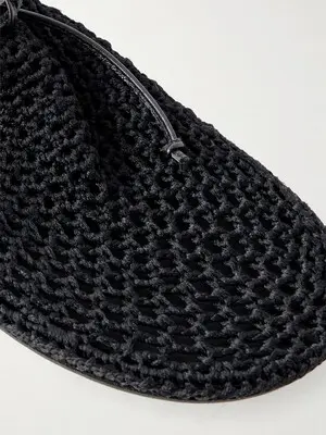 CHRISTEN Hand-crocheted Ballerina Leather-trimmed Flats