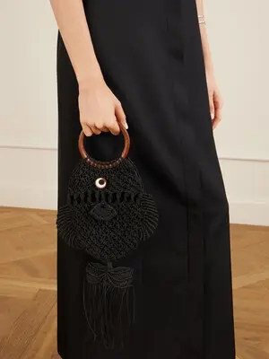 ANYA HINDMARCH Macrame Clutch With Leather Trim